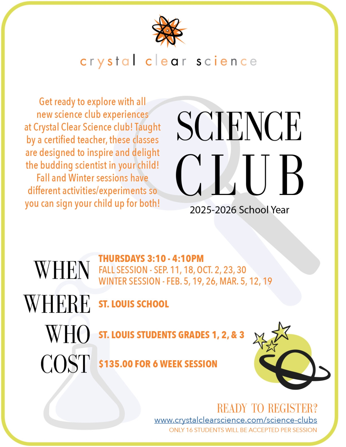 SCIENCE CLUBS – Crystal Clear Science